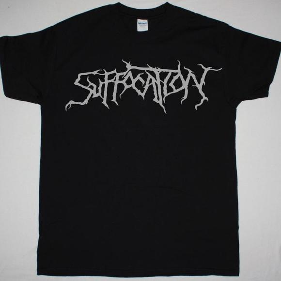 Tops | Suffocation Logo New Black Tshirt | Poshmark